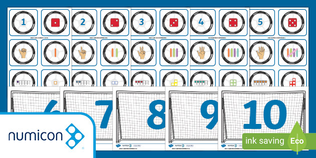 Footballs Numbers 1-10 Sorting with Numicon Shapes
